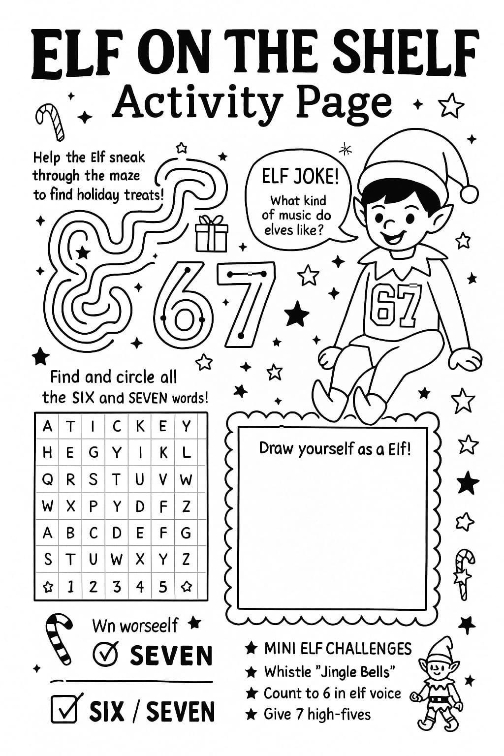 Elf Activity Pack | Christmas Maze, Jokes, Coloring (printable) - Etsy