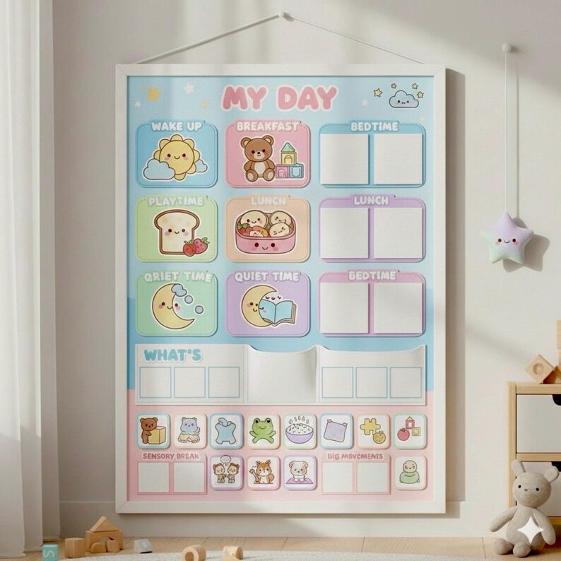 Toddler Visual Schedule Chart • Kawaii Routine Printable • Daily ...