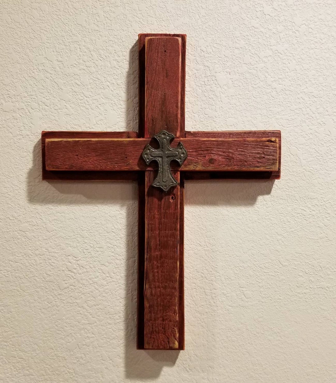 Rustic Distressed Red Wooden Cross - Etsy