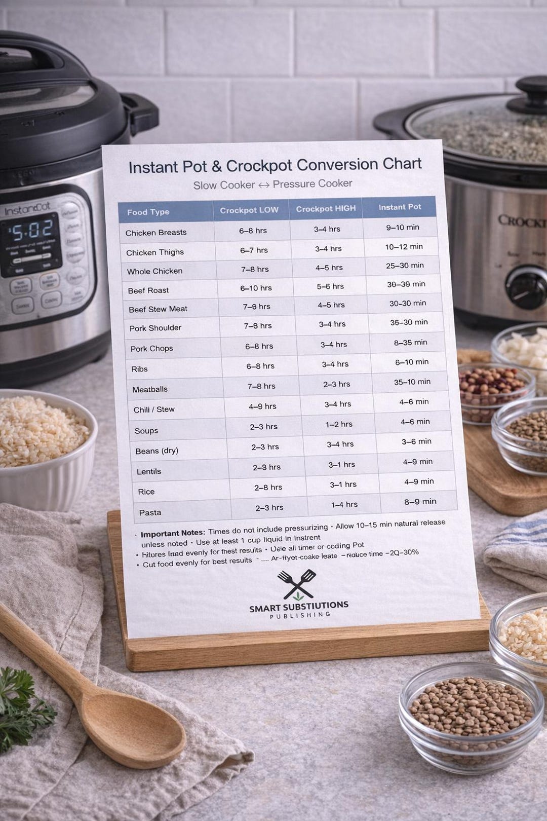 Instant Pot to Crockpot Conversion Chart Printable | Slow Cooker Guide ...