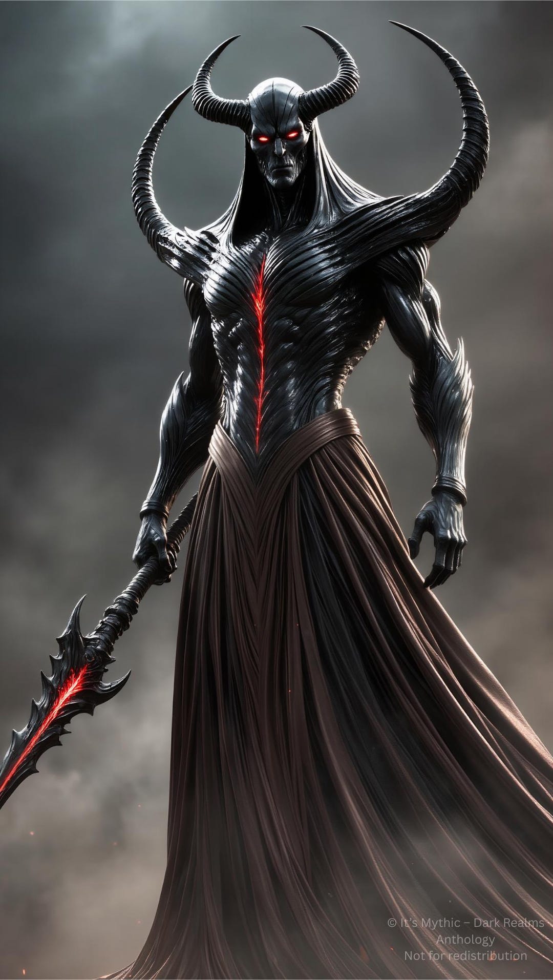 The Onyx Horned Demon Lord — Dark Fantasy Digital Art - Etsy