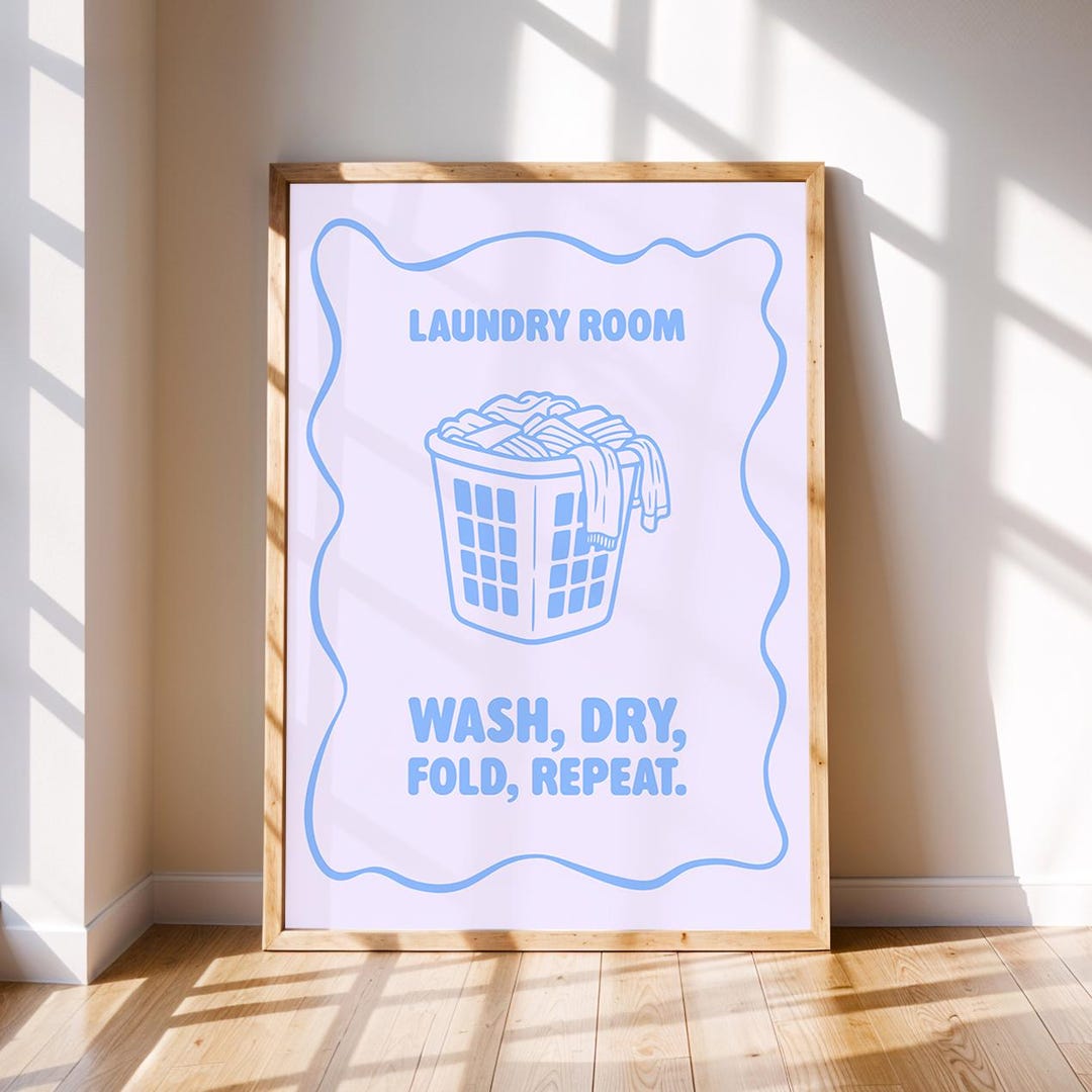 Laundry Room Sign | Wash Dry Fold Repeat, Laundry Decor (digital ...