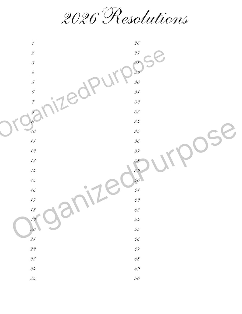 2026 Resolutions Printable | Cursive Goal Setting Worksheet (PDF) - Etsy