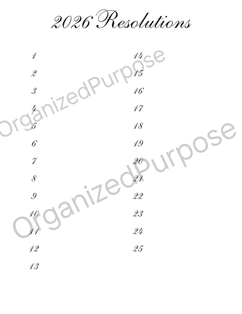 2026 Resolutions Printable | Cursive Goal Setting Worksheet (PDF) - Etsy