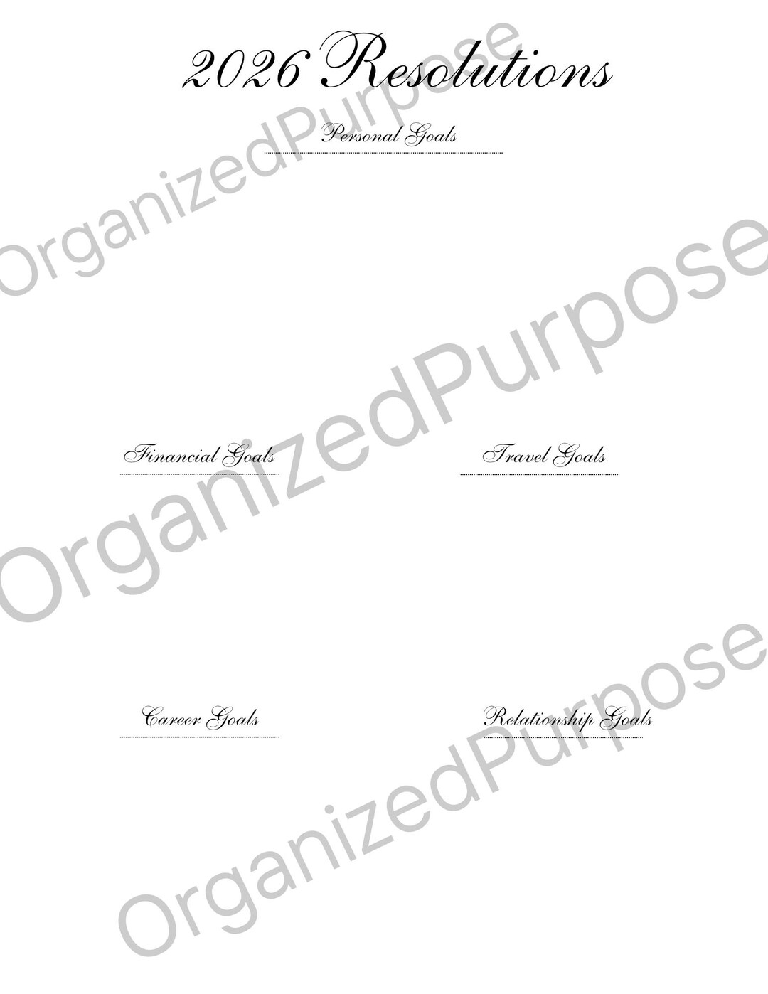 2026 Resolutions Printable | Cursive Goal Setting Worksheet (PDF) - Etsy