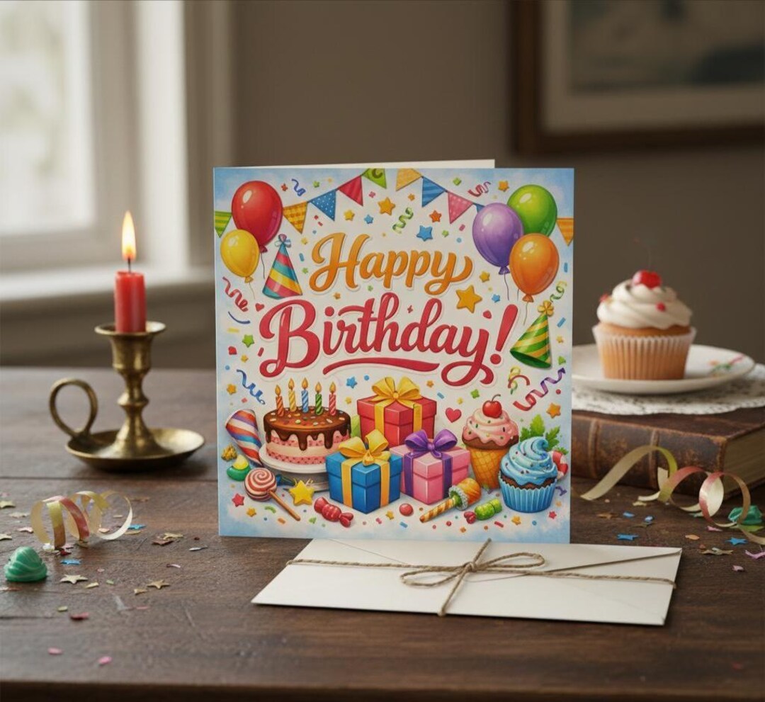 Happy Birthday Card | Colorful Birthday Greeting Card | Digital ...
