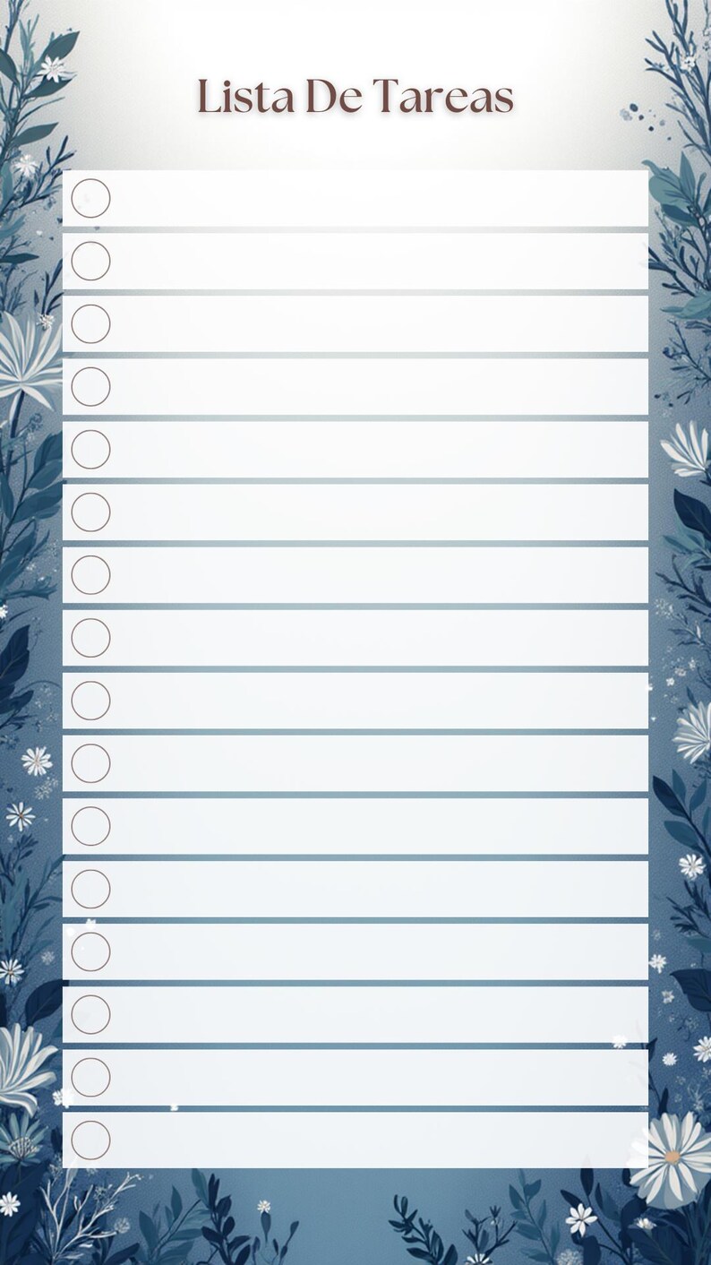 Lista De Tareas Imprimible A4 Azul Floral – to Do List Español – Hoja ...