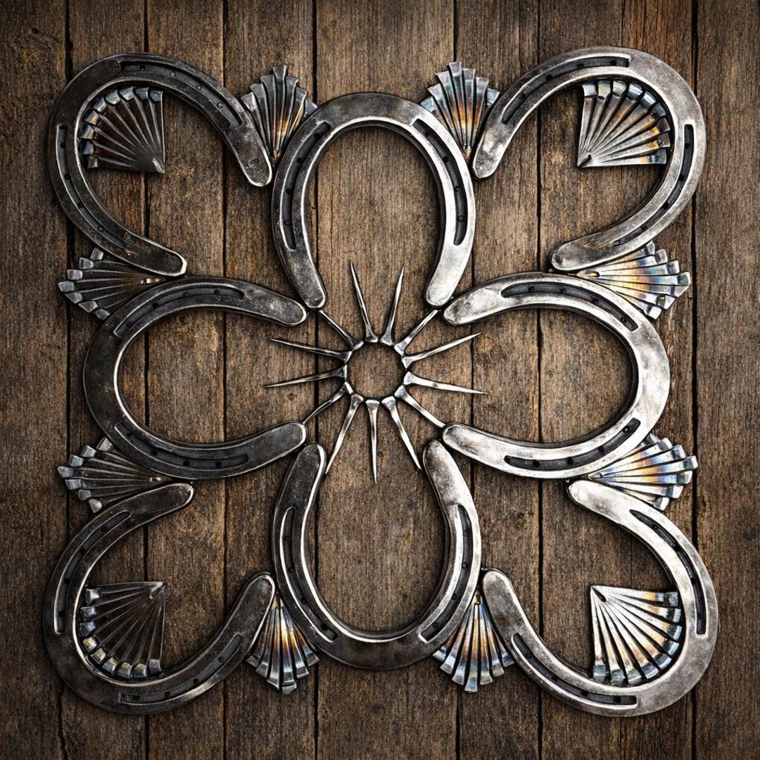 Handmade Steel Horseshoe Flower Wall Art – Rustic Western Metal ...