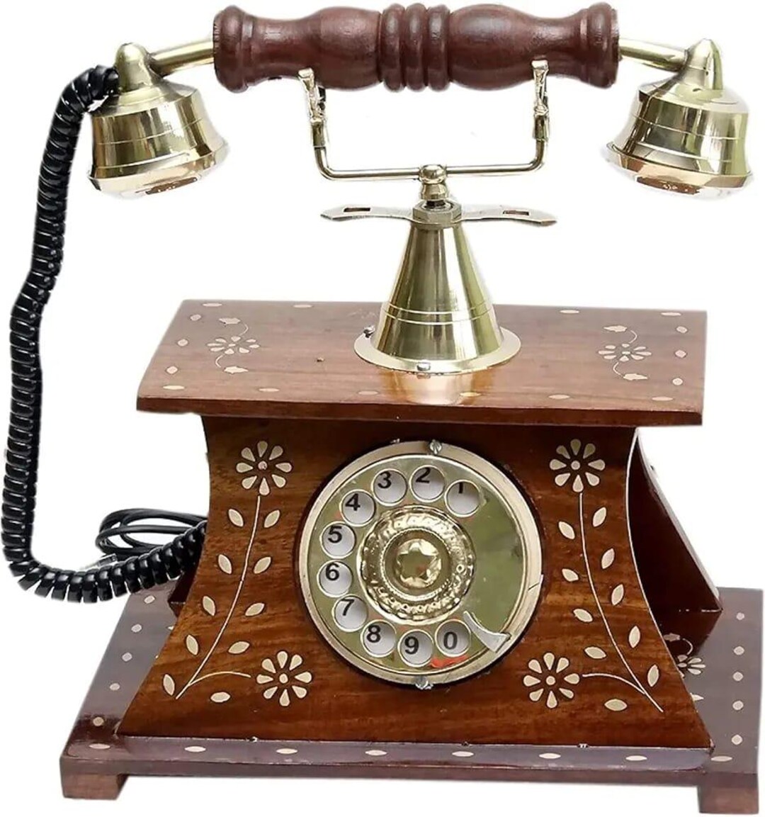 Vintage Style Working Telephone Home Decor Items Made of Wood Polish ...