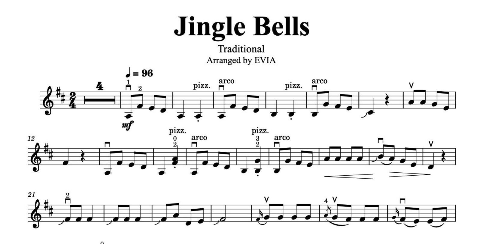 Jingle Bells Violin Sheet Music (PDF + Audio) | Beginner/intermediate ...