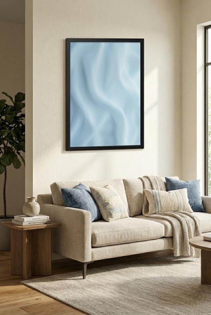 Ethereal Light Blue Abstract Wall Art,minimalist Pastel Blue Poster - Etsy