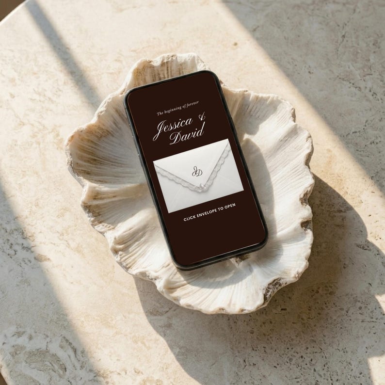Save the Date Website Template Canva | Interactive Envelope | Espresso ...