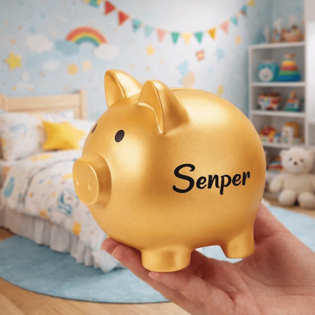 Personalized Piggy Bank for Kids, Custom Name Money Box, Nursery Room ...