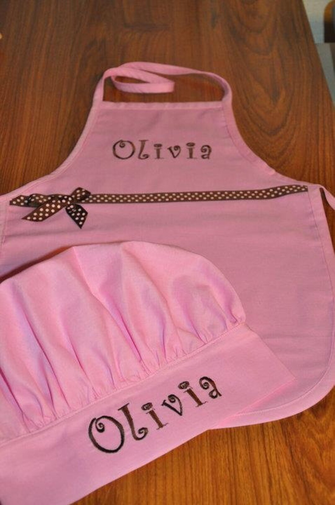 Girls Pink Apron and Chef Hat Set - Etsy