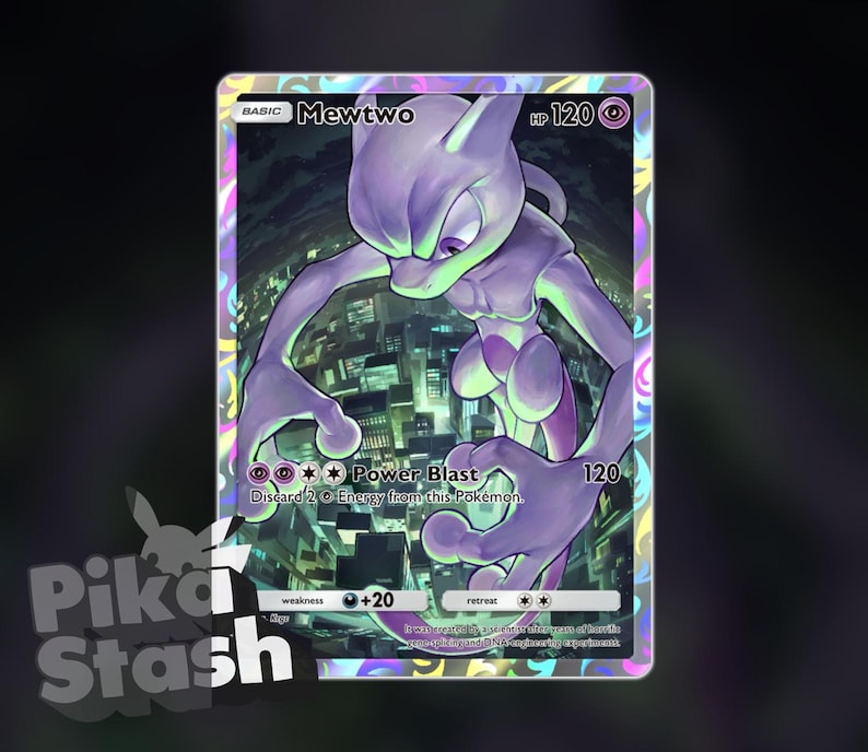 Custom Pokemon Card Mewtwo Pocket Foil - Etsy