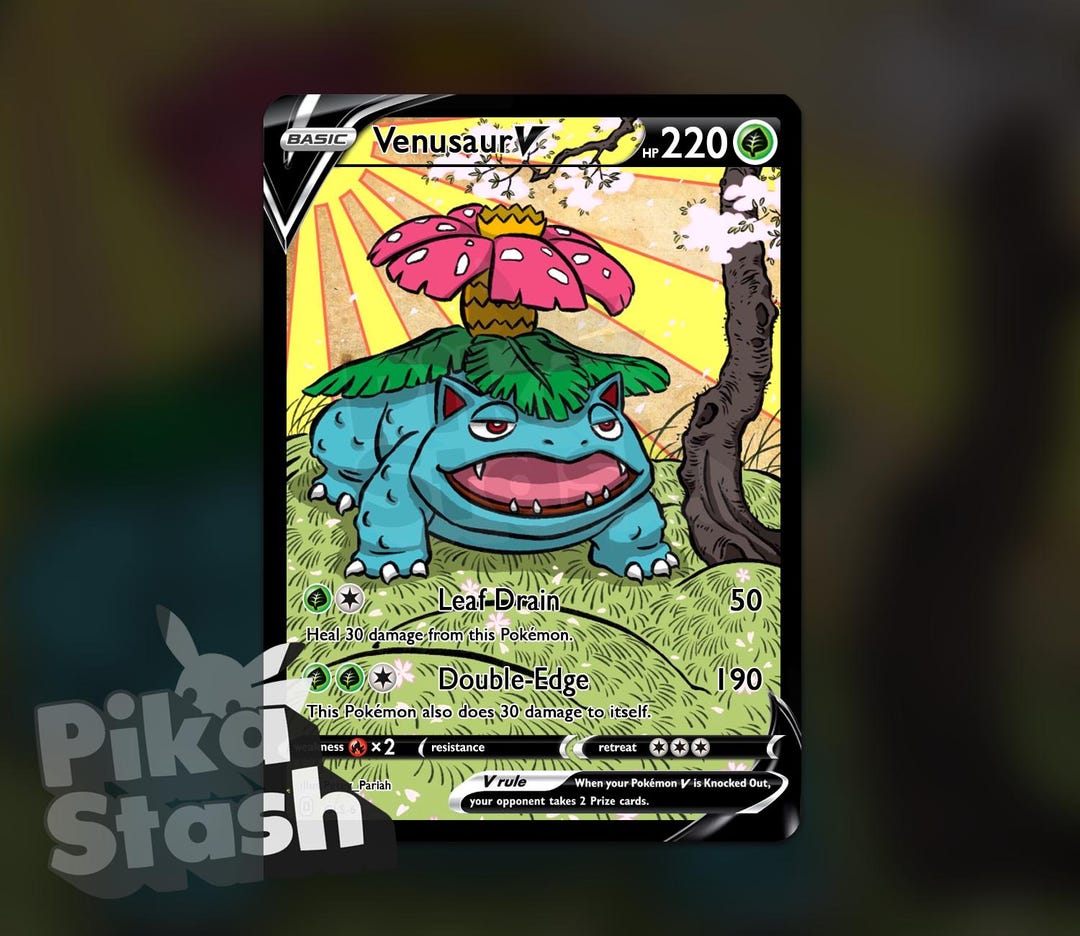 Custom Pokemon Card Venusaur V Traditional Japanese Style Foil - Etsy