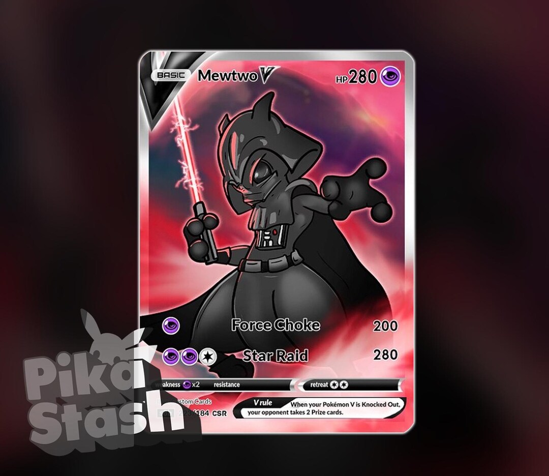 Custom Pokemon Card Mewtwo V Darth Vader Foil - Etsy