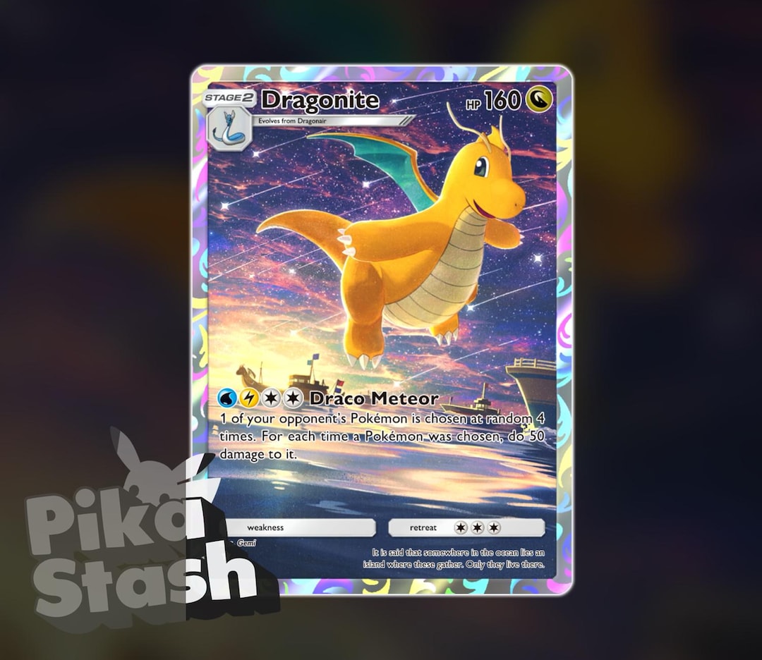 Custom Pokemon Card Dragonite TCG Pocket Foil - Etsy