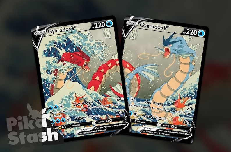 Custom Pokemon Card Shiny Gyarados V & Gyarados V Traditional Japanese ...