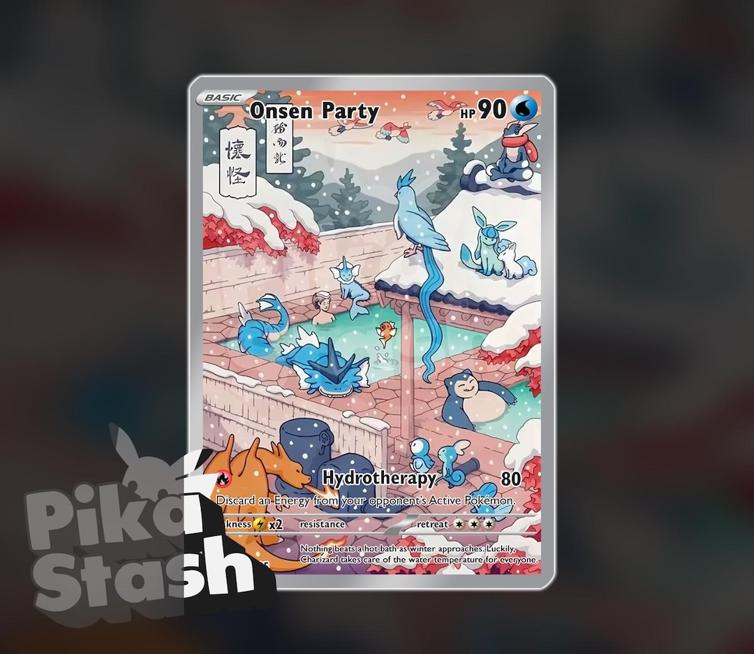Custom Pokemon Card Onsen Party Pokémon Foil - Etsy