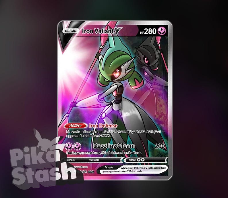 Custom Pokemon Card Iron Valiant Foil - Etsy