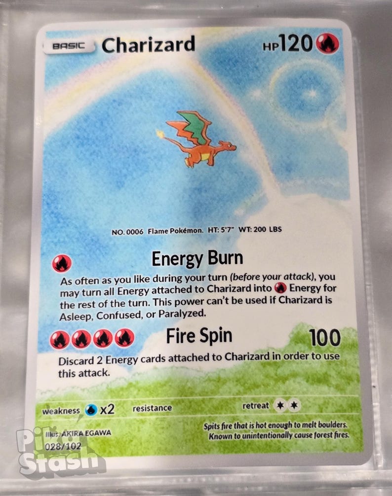 Custom Pokemon Card Charizard Extended Full Art Foil - Etsy