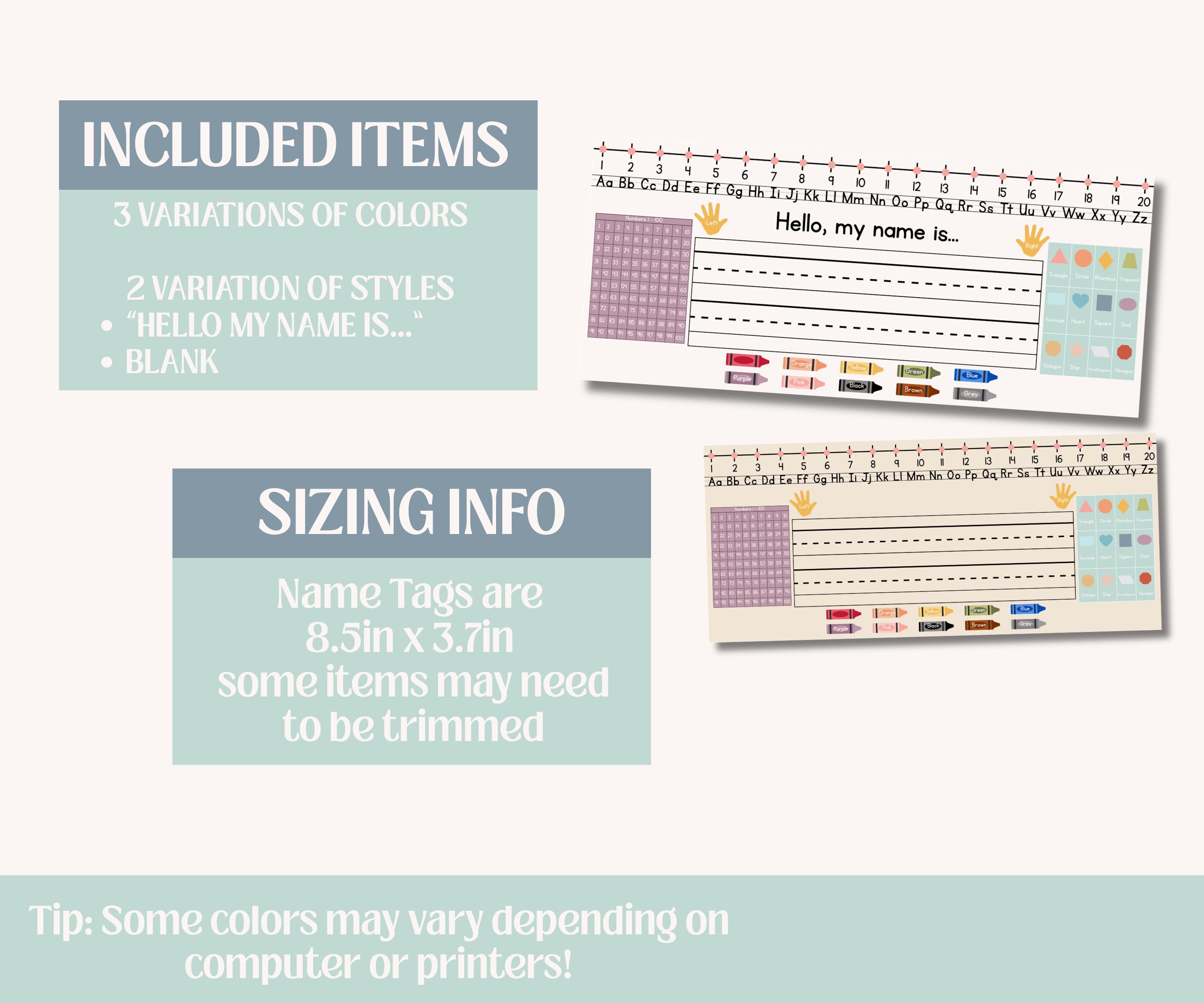 Printable Classroom Name Tag Placemat, Neutral Boho Color PDF, Editable ...
