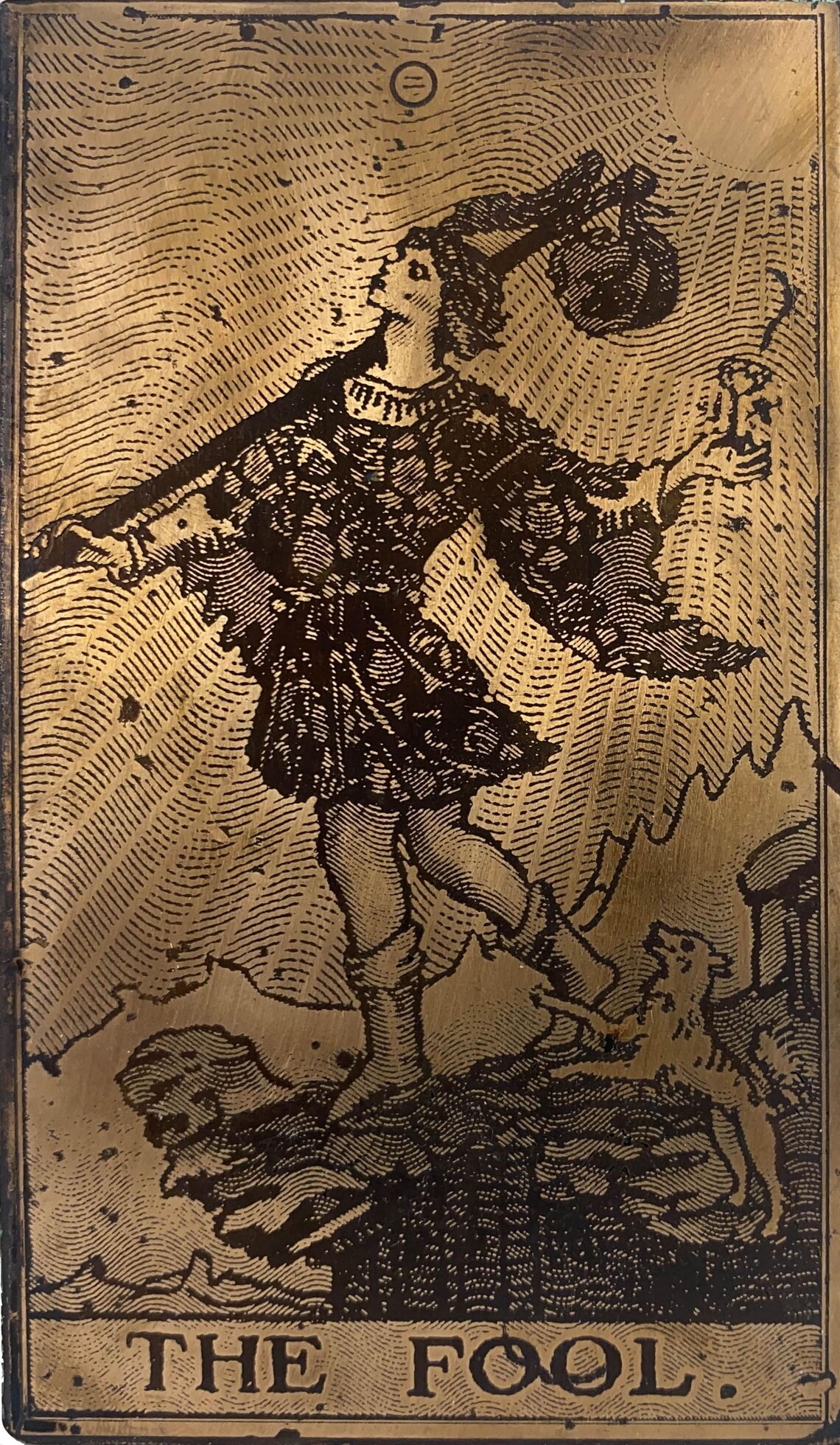 Handmade Bronze Etched Tarot Card | the Fool, Major Arcana Art | Gift ...
