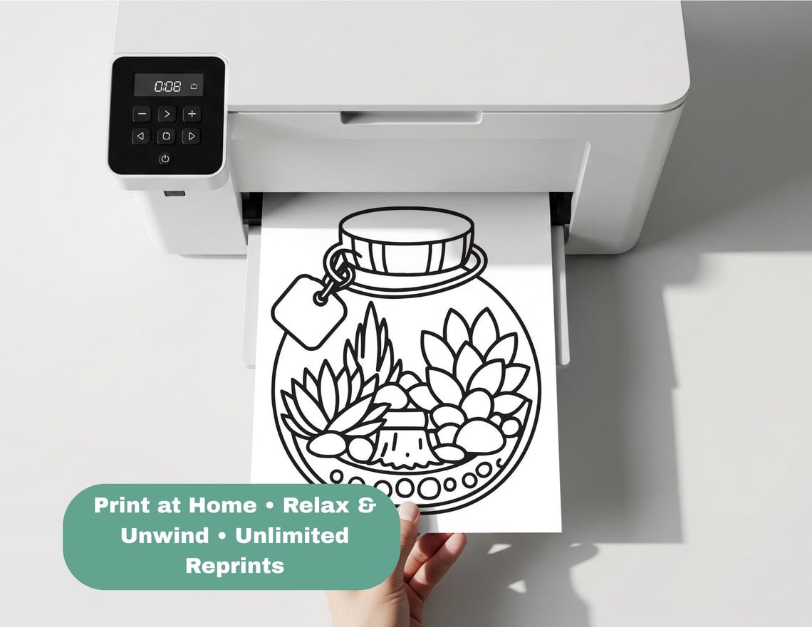 Terrarium Jar Coloring Pages | Botanical Plant Lover Printable PDF - Etsy