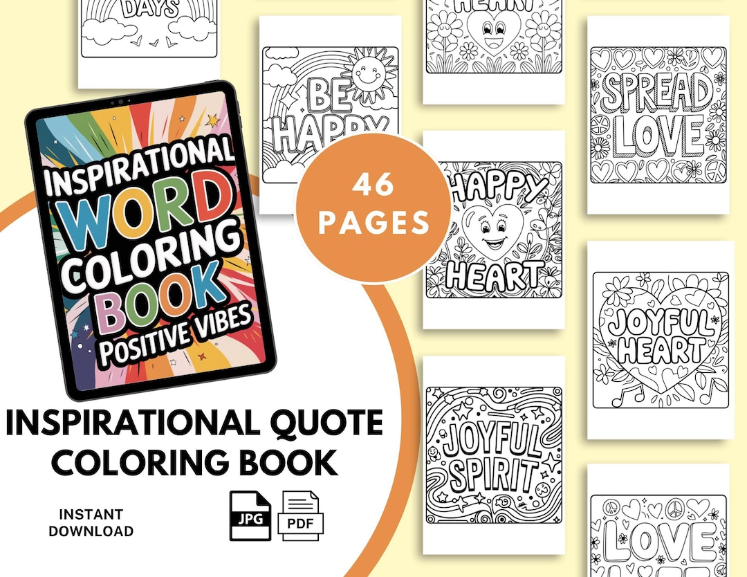 Positive Affirmation Coloring Pages Printable | Stress Relief Adult ...