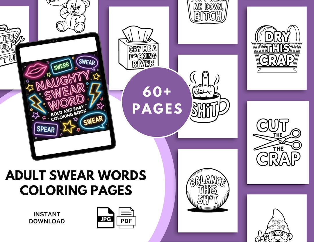 Bold Large Print Swear Word Coloring Pages | Simple Adult Stress Relief ...