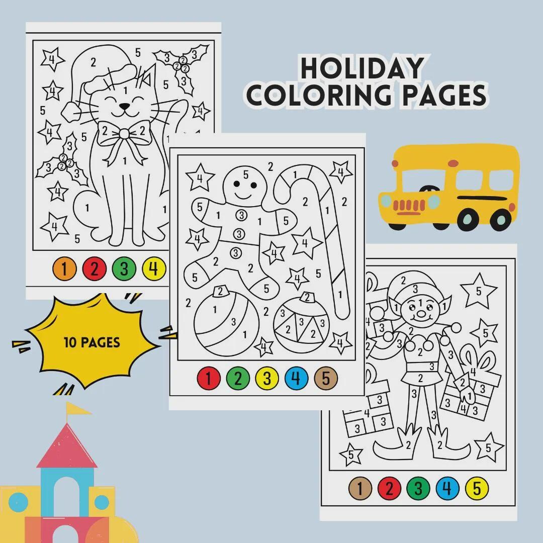 Kids Color by Number | 24 Printable Pages, Preschool & Kindergarten ...