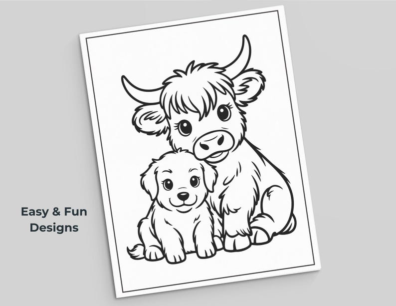 Baby Highland Cow Coloring Pages Printable | 40 Cute Farm Animal Sheets ...
