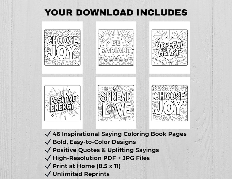 Positive Affirmation Coloring Pages Printable | Stress Relief Adult ...