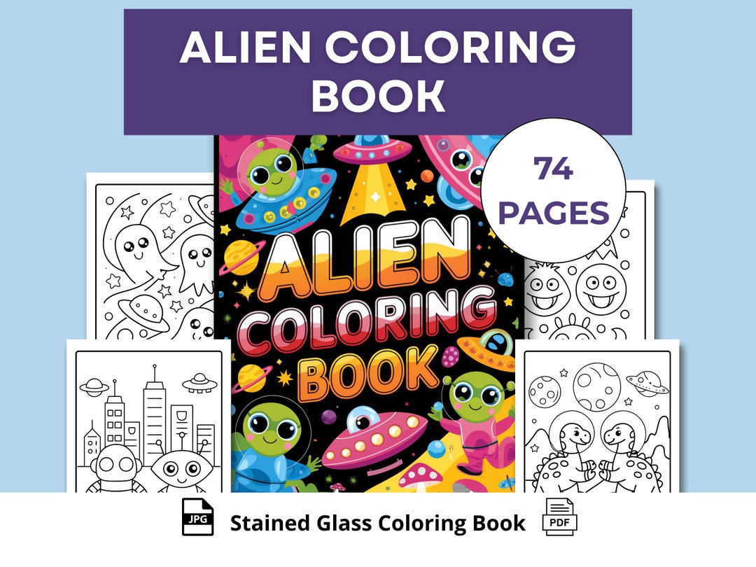 Alien Coloring Pages for Kids Printable | Space Coloring Book PDF ...