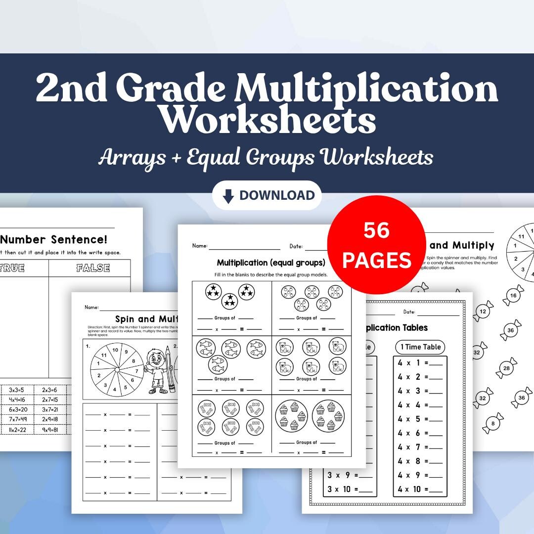 2nd Grade Multiplication Worksheets | Arrays and Equal Groups ...