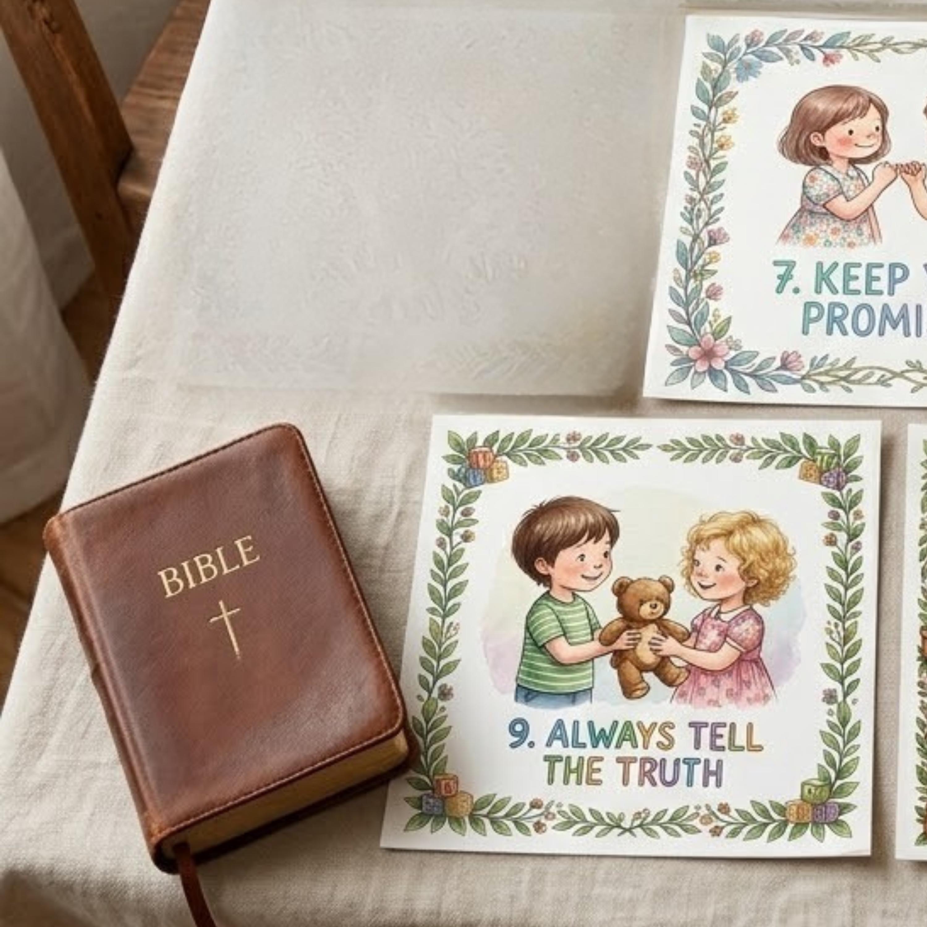 Ten Commandments Flashcards, Watercolor Bible Study Aid (PDF Download ...