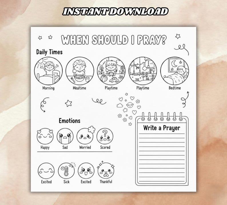 Kids Prayer Coloring Pages, Sunday School Activity (digital Download - Etsy