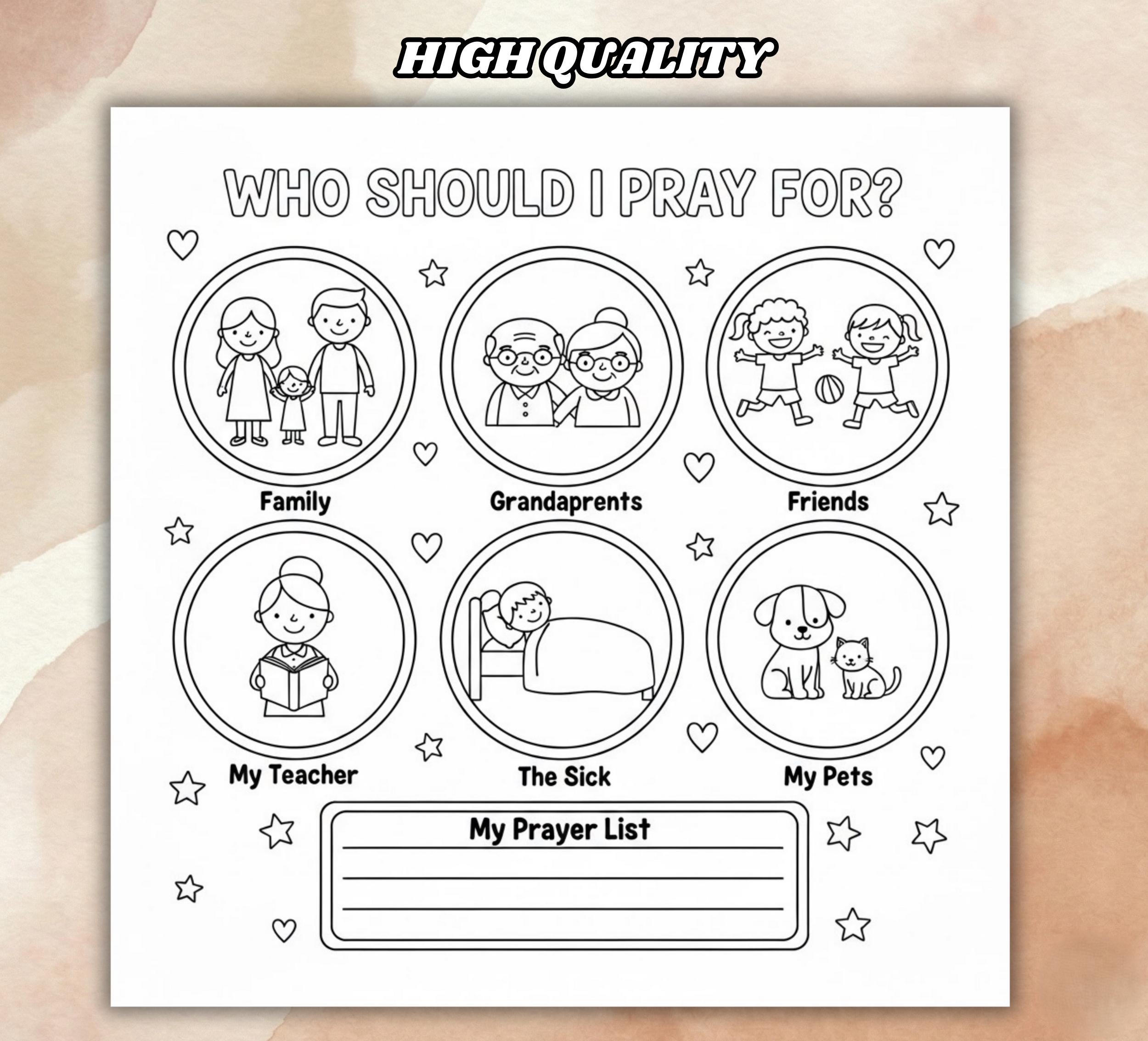 Kids Prayer Coloring Pages, Sunday School Activity (digital Download - Etsy
