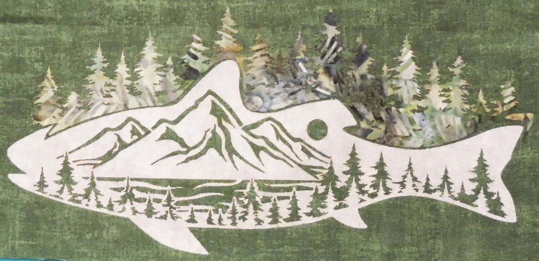 Salmon Fish/trees Laser-cut Applique, Pre-fused, Pre-cut - Etsy
