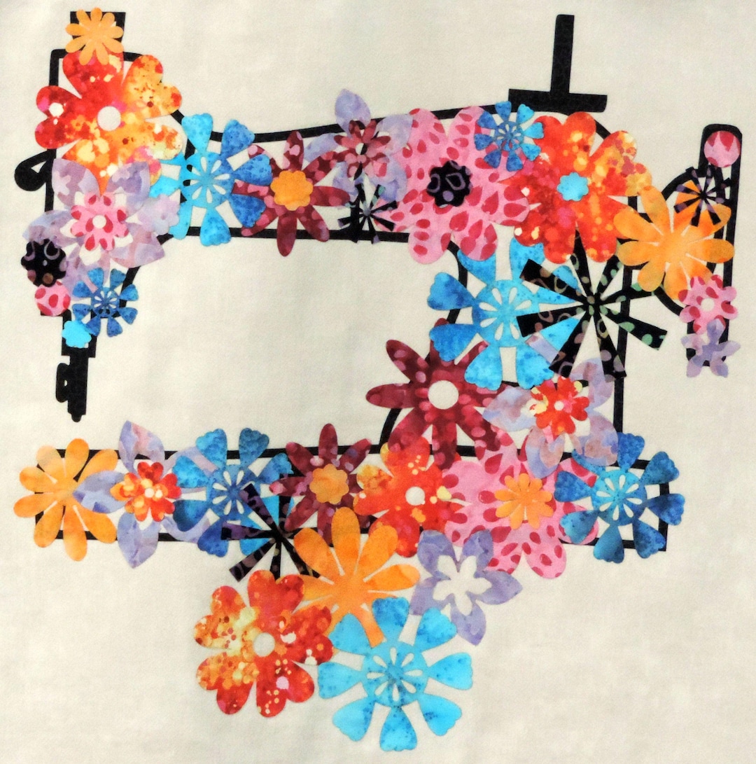Laser-cut Sewing Machine Outline W/flowers Pre-fused, Pre-cut - Etsy