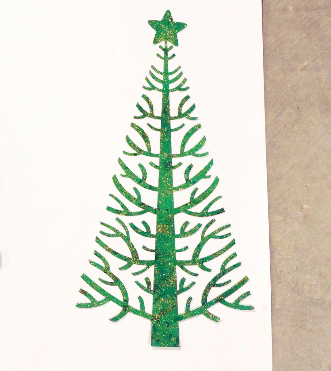 Green Sparkle Spiky Christmas Tree - Laser-cut Applique, Pre-fused, Pre ...