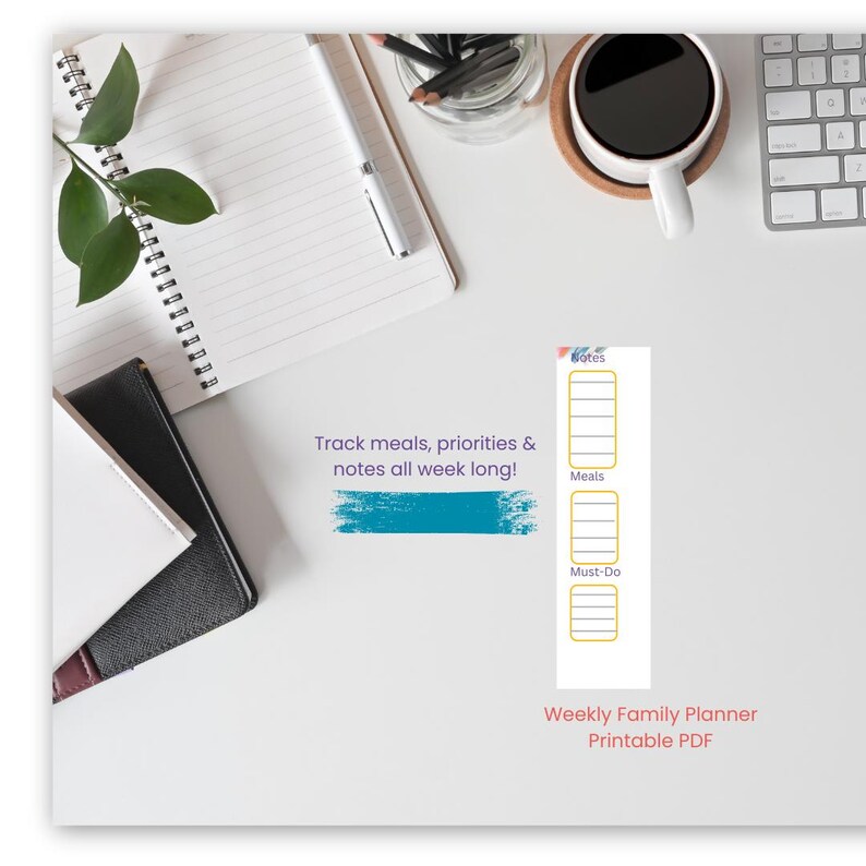 Printable Weekly Family Planner PDF | Home Organizer | Meal Planner ...