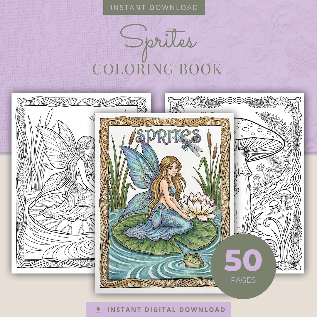Sprites Coloring Book, 50 Nature Spirits, Forest Guardians & Imps ...