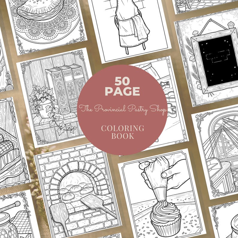 French Bakery Coloring Book, 50 Rustic Provincial Pastry Printable ...