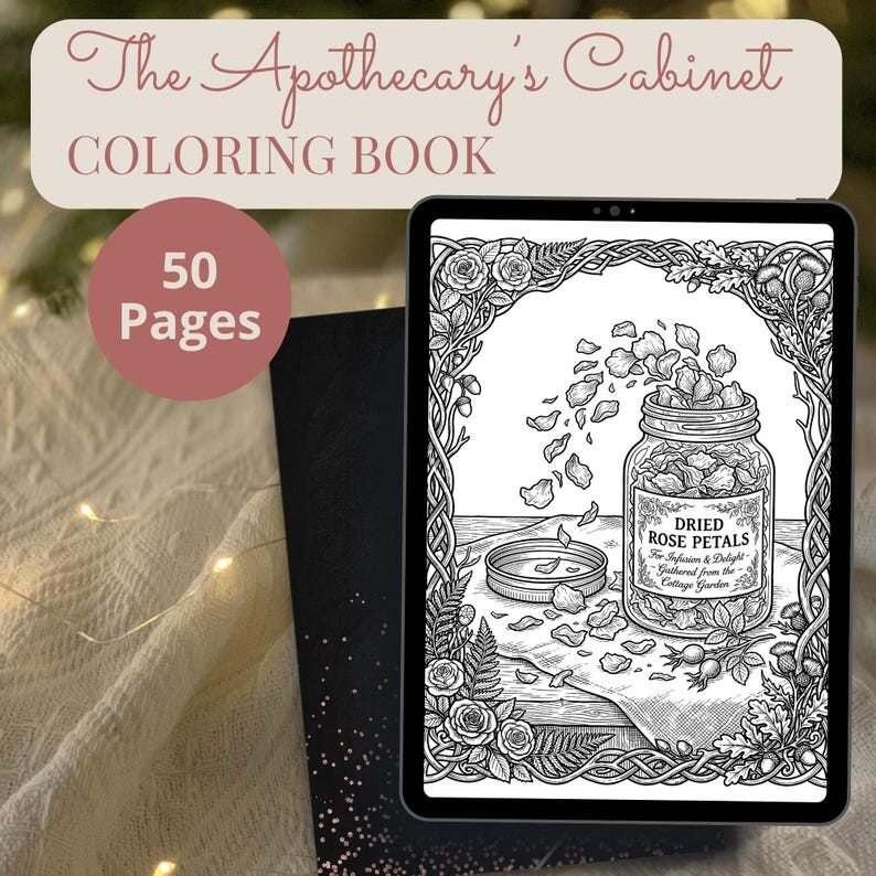 Apothecary Coloring Book, Vintage Cottagecore Printable Adult Coloring ...