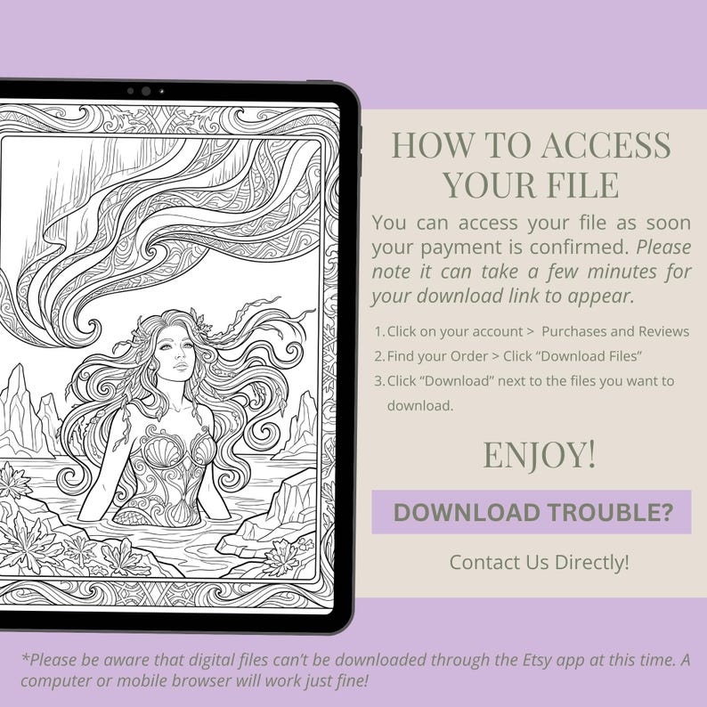 Moon Mermaid Coloring Book, 12 Art Nouveau Night Printable Adult ...