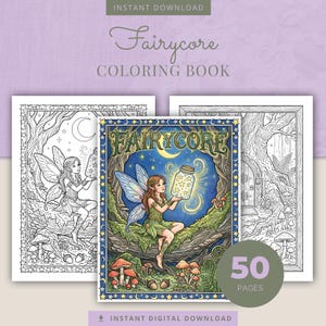 Fairycore Coloring Book, 50 Enchanted Woodland Fairy Printable Adult ...