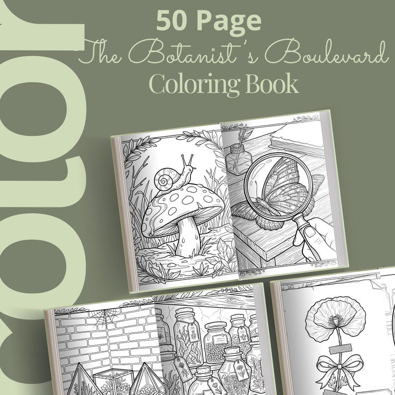 Botanist Coloring Book, 50 Greenhouse Florist Vine Printable Adult ...