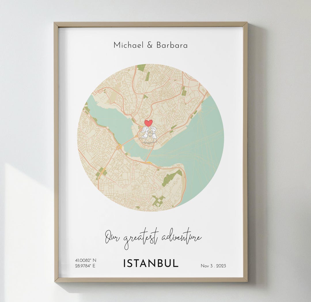 Personalized Where We Met Map Poster, Custom Anniversary Gift (digital ...